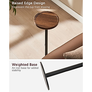 KJGKK Drink Table, Small Pedestal Side Table, Round Cocktail Table, Accent End Table with Metal Base, for Small Spaces, Brown & Black