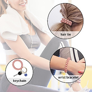 QIUTIMIY 6PCS Wristlet Keychain(Matte Medium), Colorful Spiral Coil Hair Tie for Women, Sauna Accessaries Wrist Coil Key Ring Key Holder