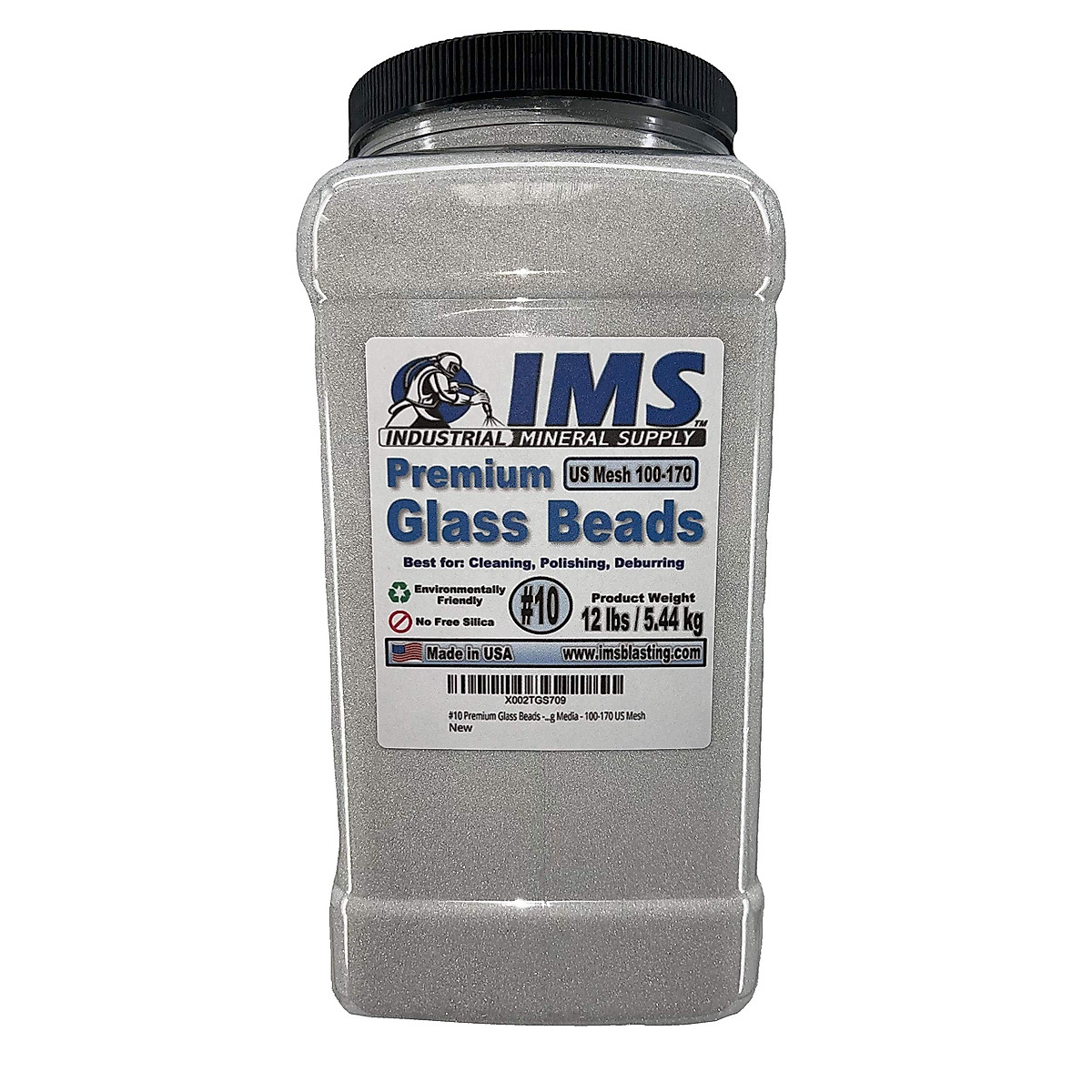 #10 Premium Glass Beads - Fine - 12 lbs/5.44 kg - Blasting Media - 100-170 US Mesh