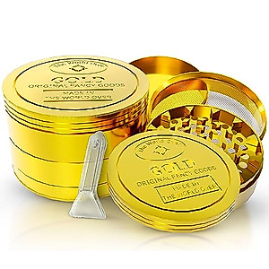 Spice grinder, 2.5 inch grinder, gold grinder, The World Over Grinder, Seasoning & Spice tools, compact and portable food mill that is gender neutral. Size 2.5 Inches and elegant gold color.