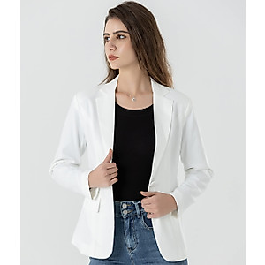 Beninos Womens One Button Blazer Lightweight Office Work Suit Jacket (D918 White, XS)