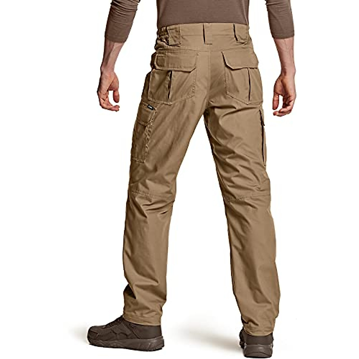CQR Men's Tactical Pants, Water Resistant Ripstop Cargo Pants, Lightweight EDC Work Hiking Pants, Outdoor Apparel, Duratex Ripstop Coyote, 40W x 32L