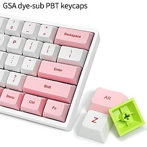 YUNZII SK61 Pink Hotswap Mechanical Gaming Keyboard with Optical Switch, RGB, Programmable Custom Keyboard (Gateron Blue Switch, Pink 61 Keys)