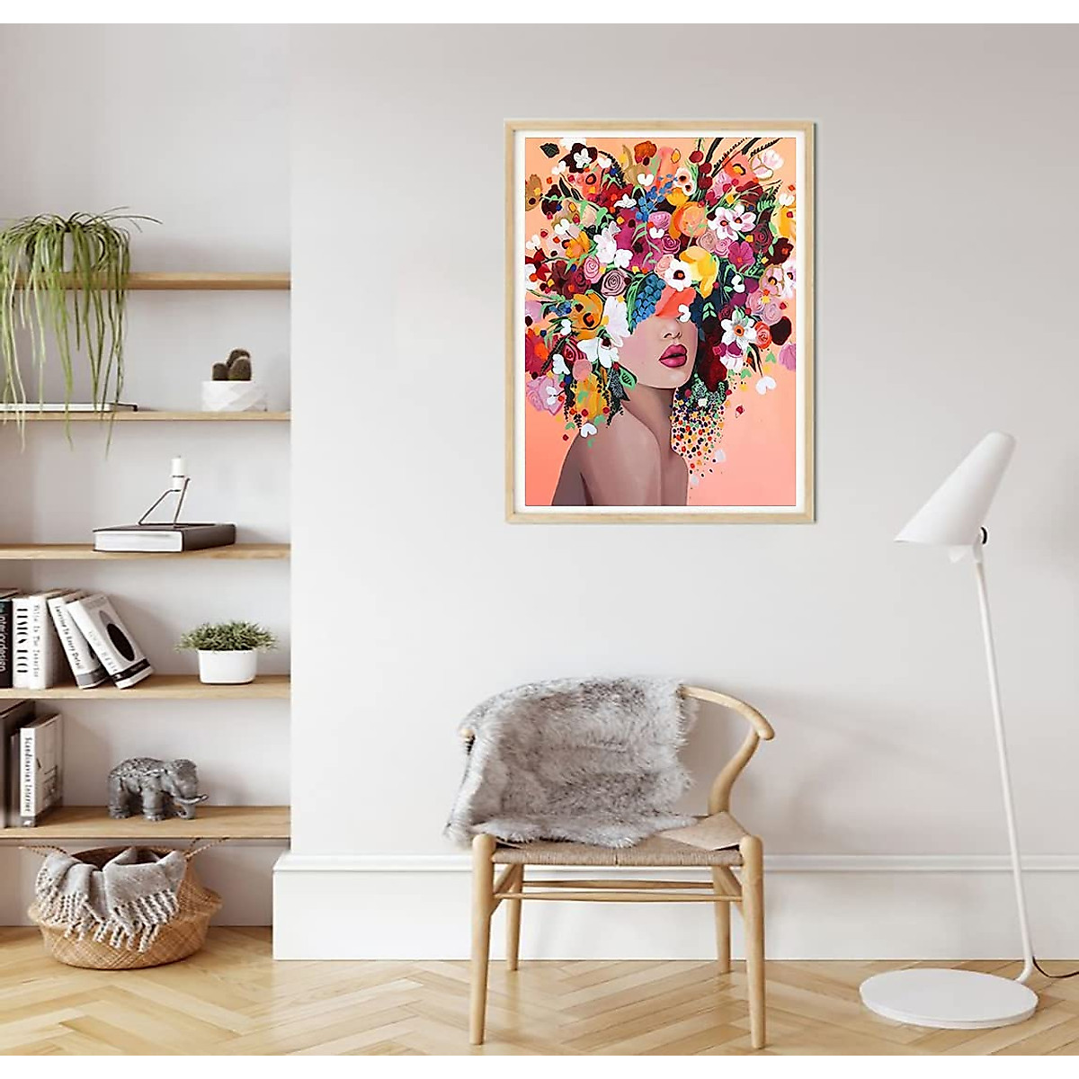 Eiazuiks Diamond Painting Kits for Adults, Flowers Girl 5D DIY Diamond Art Kits Full Drill Diamond Dots for Gift Wall Decor Gem Arts 12x16 inch