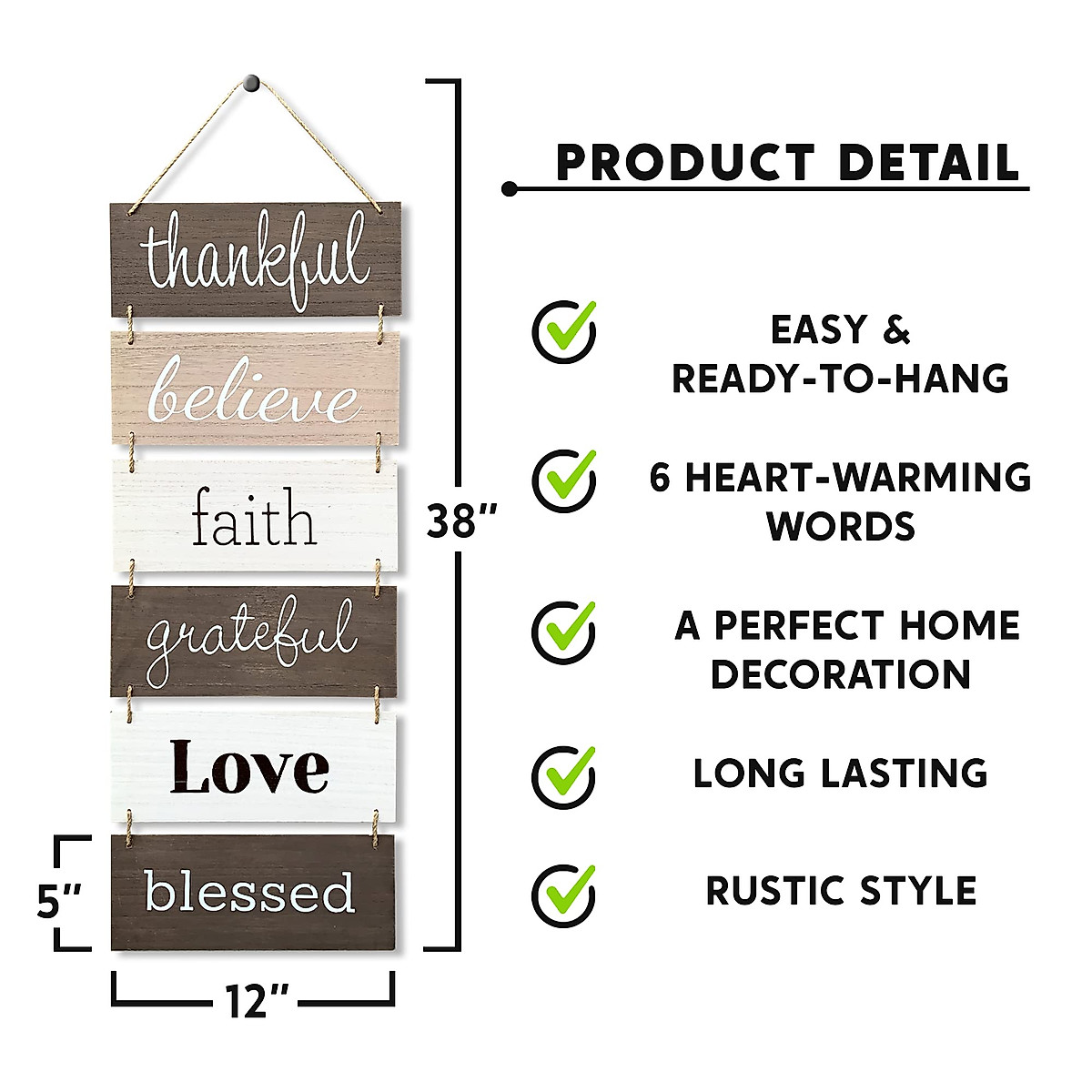 Hanging Wall Decor Sign - Welcome Vertical Wall Art Decorations, Rustic Home Farmhouse Decor Living Room, Bedroom, Bathroom, Family, Dining, and Kitchen, Signs for House, Rustic Decorations for Home