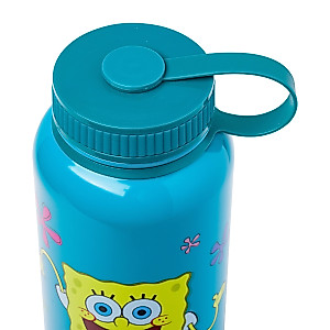 Silver Buffalo Spongebob Sup Fishes Stainless Steel Water Bottle With Twist Lid, 42 Ounces