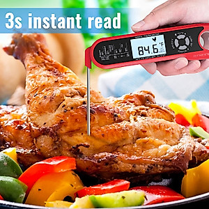 Meat Thermometer, DecorStar Dual Probe Food Thermometer with Backlight & Calibration, Digital Instant Read Meat Thermometer for Kitchen, Food Cooking, BBQ, Milk, Coffee, and Oil Deep Frying (Red)
