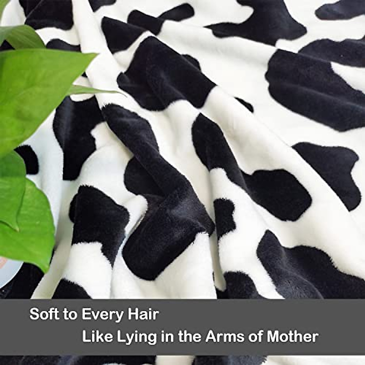 AUIVTY Cow Blanket, Fleece Cow Print Blanket for Kids Adults, Luxurious Soft Black and White Cow Blankets and Throws Western Cowhide Decor for Couch Sofa Bed(Cow-1, 40x50)