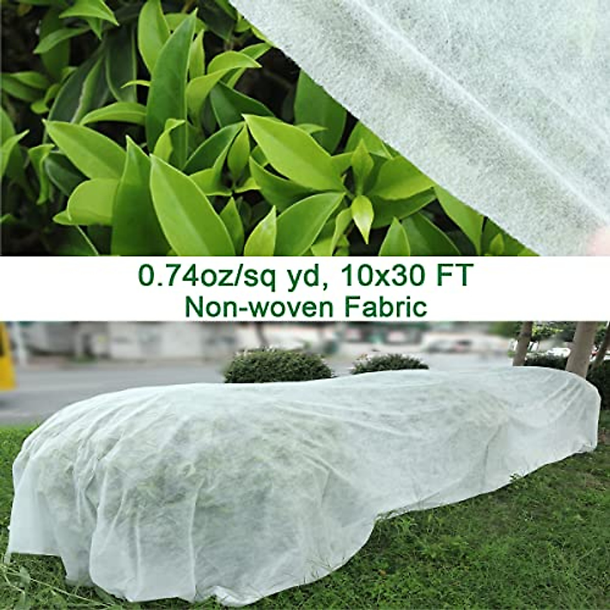 VEAVFIOY Plant Covers Freeze Protection, 10 ft x 30 ft Garden Fabric Plant Cover Floating Row Cover for Winter Frost Protection Sun Protection