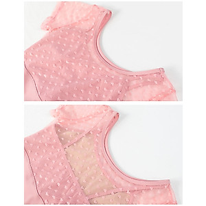 Daydance Pink Ballet Leotards for Women, Faux Camisole Dance Bodysuit