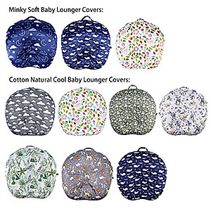 IBraFashion Removable Cover for Newborn Lounger Fits Infant Lounger Pillow 100% Soft Cotton Jungle Animals Grey
