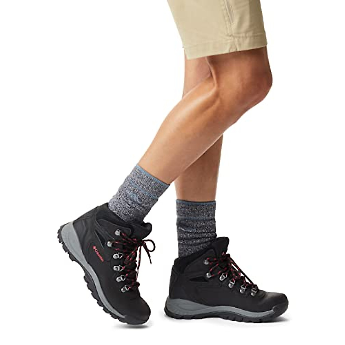 Columbia womens Newton Ridge Plus Waterproof Hiking Boot, Black/Poppy Red, 8 US