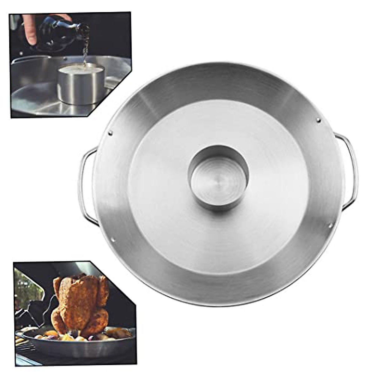 Eaarliyam Beer Can Chicken Roaster Stainless Steel Barbecue Poultry Holder Rack Grill Pan Garden Yard Stainless Steel Basin