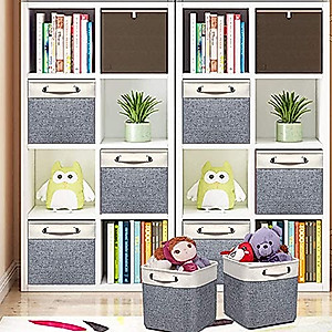 Kntiwiwo Foldable Storage Bin Collapsible Basket Cube Storage Organizer Bins with Dual Carry Handles for Home Closet Nursery Drawers Organizer, Set of 3