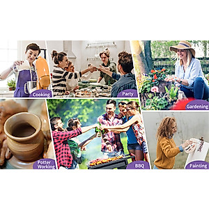 Moolecole Womens Kitchen Aprons Waterproof Bib Overalls Anti-Oil Stain Adult Sleeveless PVC Butterfly Pinafore Apron with One Pockets for Cooking Baking Purple, Valentine's Day Gift