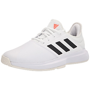 adidas Women's Gamecourt Tennis Shoe, White/Black/Solar Red, 9