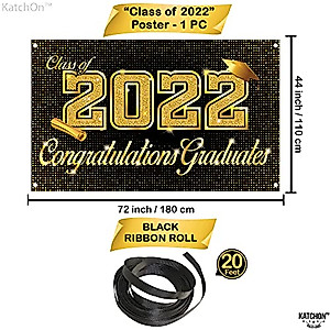 Class of 2022 Congratulations Graduate Banner -72x44 Inch Graduation Banner | Congratulations Banner Black and Gold Graduation Decorations 2022 | Graduation Party Decorations 2022 Congrats Grad Banner