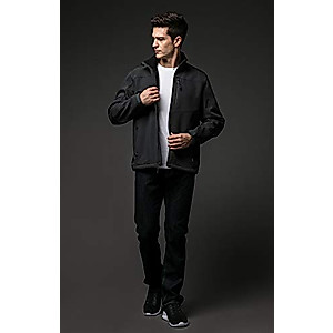 TSLA Men's Full-Zip Softshell Winter Jacket, Waterproof Fleece Lined Athletic Jacket, Outdoor Sport Windproof Jackets, Active Dark Grey, Medium