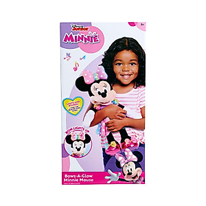 Disney Junior Minnie Mouse Bows-A-Glow Music and Lights Feature Plush Stuffed Animal, Kids Toys for Ages 3 Up, Amazon Exclusive by Just Play