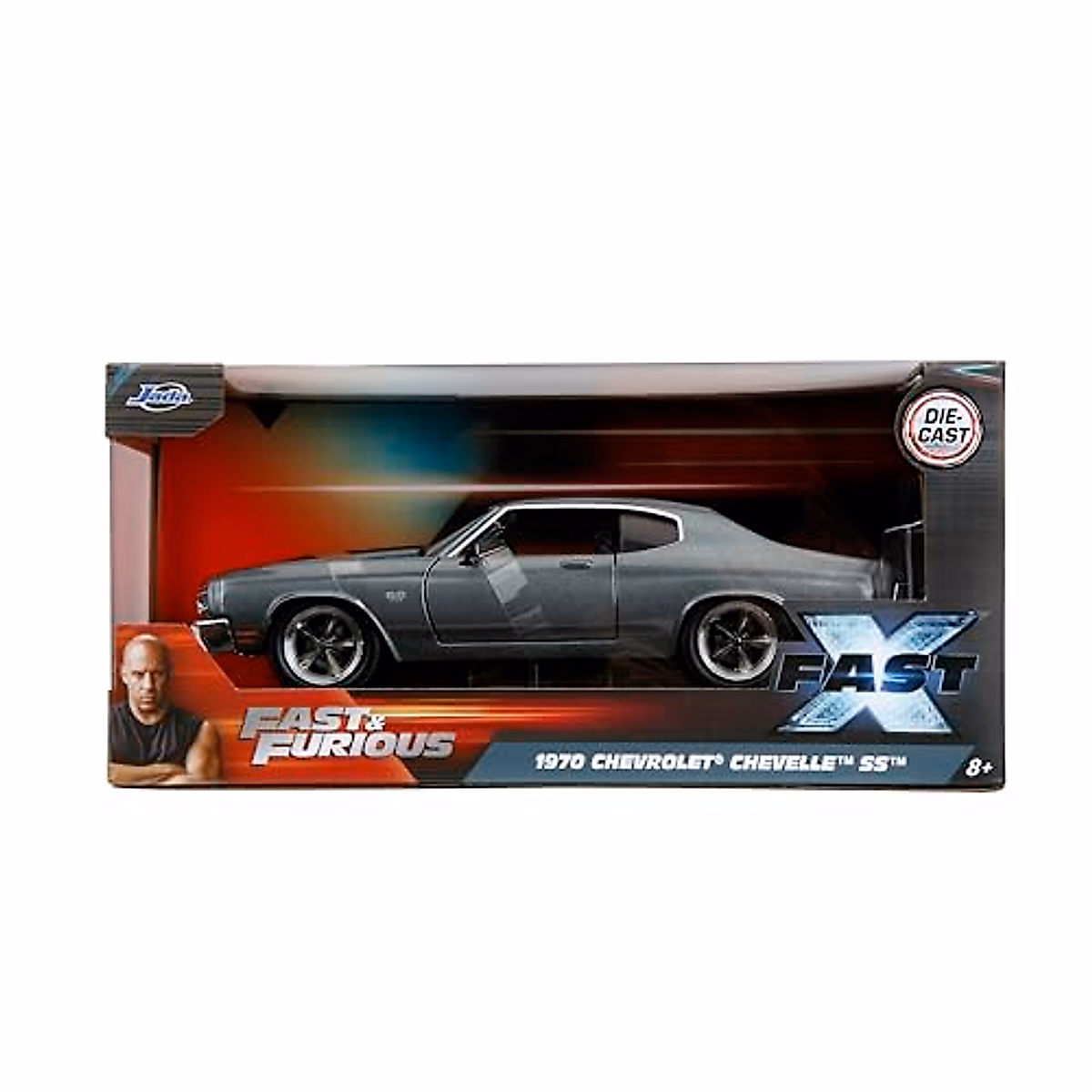 Jada 1970 Chevrolet Chevelle SS Gray Metallic with Black Stripes Fast & Furious (2009) Movie Fast & Furious Series 1/24 Diecast Model Car