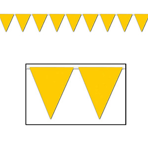 Beistle Triangular Indoor Outdoor Party Pennant Banner, 11" x 12', Golden-Yellow