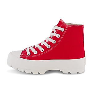 CUSHIONAIRE Women's Vespa high top Canvas Sneaker +Memory Foam and Side Zipper, Red 10 W