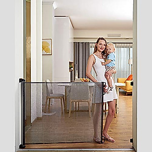 EasyBaby Extra Wide Retractable Baby Gate, 33" Tall, Extends up to 71" Wide, Grey/Child Safety Baby Gates, Pet Retractable Gates for Stairs, Doorways, Hallways, Indoor and Outdoor