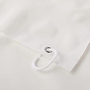 Amazon Basics Water Resistant 8-Gauge PEVA Shower Curtain Liner with Bottom Magnets and Plastic Shower Hooks - 72" x 72", White