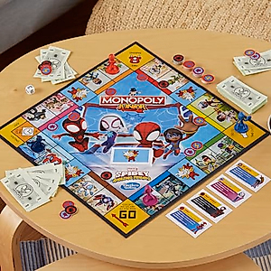 Hasbro Gaming Monopoly Junior: Marvel Spidey and His Amazing Friends Edition Board Game for Kids Ages 5+,with Artwork from The Animated Series,Kids Board Games