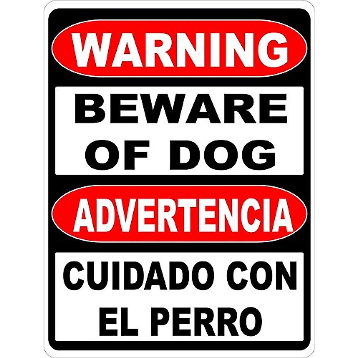 Glad grace Warning Bilingual Beware of Dog Sign. English & Spanish Safety Signs. 8" X 12" inch Metal.