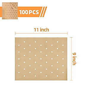 Xloey Air Fryer Parchment Paper, 100 Pcs Unbleached Air Fryer Parchment Paper,9x11 Inch Disposable Air Fryer Liners, Square Air Fryer Liners Compatible with Cuisinart, Breville and More