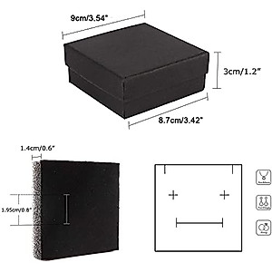 dedoot Kraft Jewelry Boxes, Pack of 30 Square Cardboard Jewelry Gift Box 3.5x3.5x1.2 Inch Small Necklace Ring Earring Kraft Box for Jewelry Set with Velvet Cushion, Black