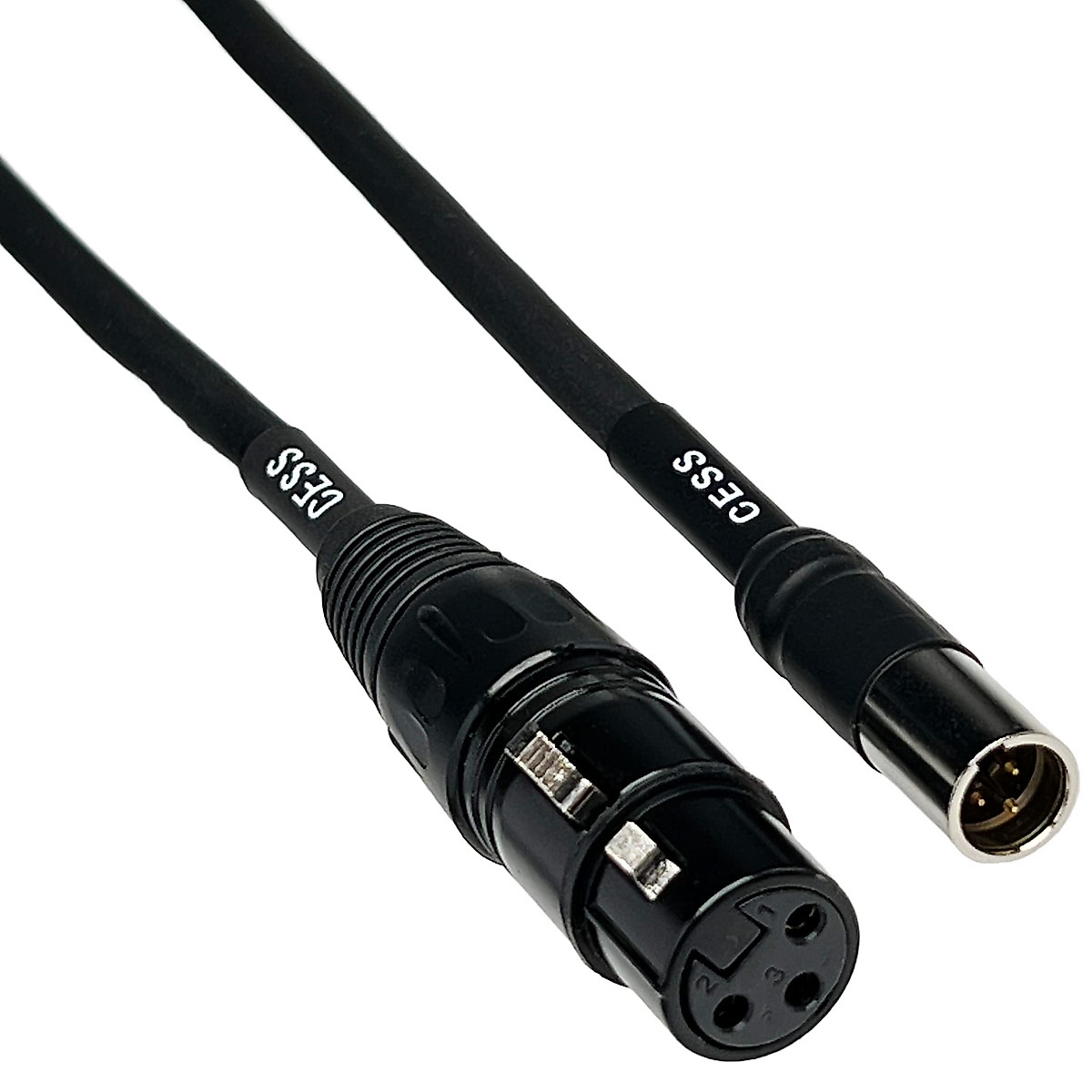 CESS-196-3f Mini XLR Male to XLR Female Adapter Cable, 3-Pin Mini XLR to Standard XLR for Lapel Microphones, Headsets, Audio Mixers, Cameras, and Professional Sound Equipment (3 Feet)