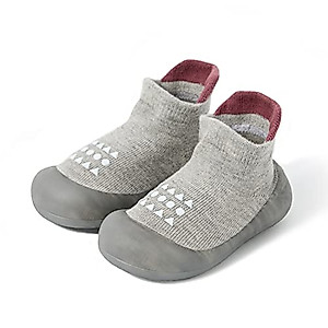 Bearbay Baby Sock Shoes Baby Walking Shoes Infant Non-Slip Breathable Slippers with Soft Rubber Sole Baby Boys Girls Sneakers Grey