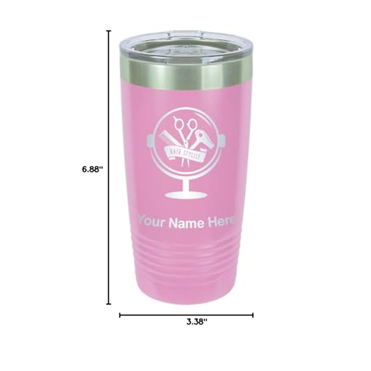 LaserGram 20oz Vacuum Insulated Tumbler Mug, Hair Stylist, Personalized Engraving Included (Light Purple)