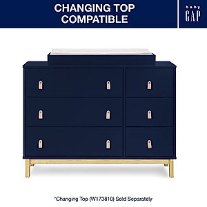 babyGap by Delta Children Legacy 6 Drawer Dresser with Leather Pulls - Greenguard Gold Certified, Navy/Natural