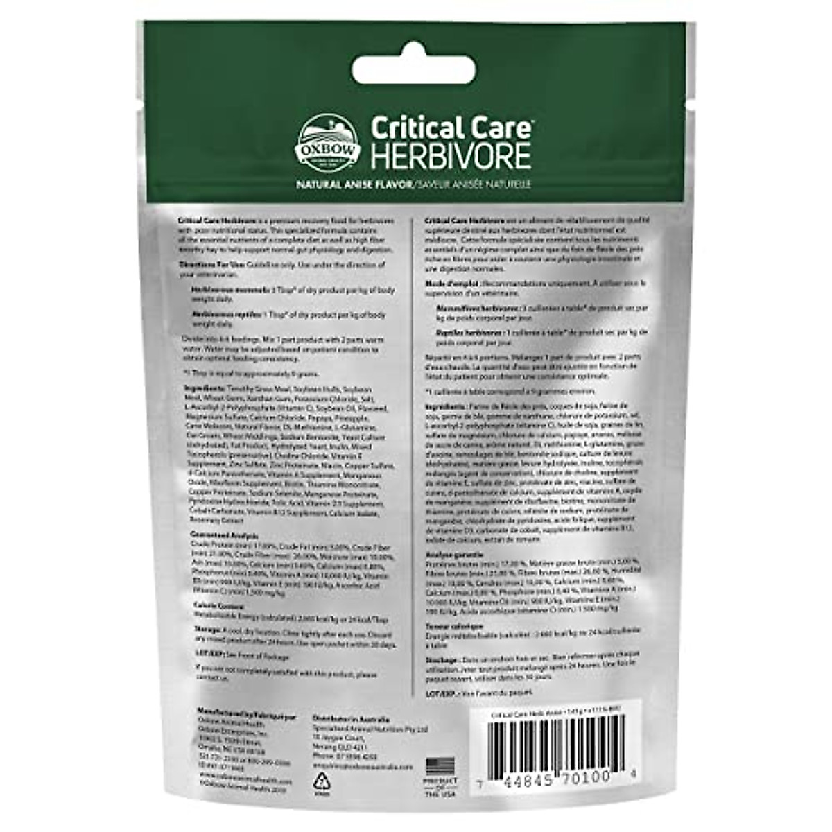 Oxbow Animal Health Critical Care, Herbivore, Anise Flavor, 141 Gram Bag (70100)