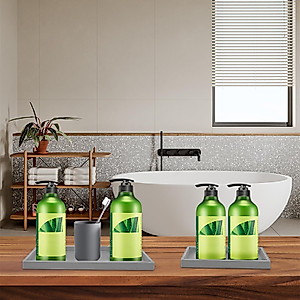 Countertop and Vanity Tray, 2 Pack (9.7" and 11.9") Bathroom Vanity Tray, Soap Dispenser Tray for Bathroom Countertop, Shatterproof Durable Rectangle Bathroom Tray, Grey Bathroom Tray