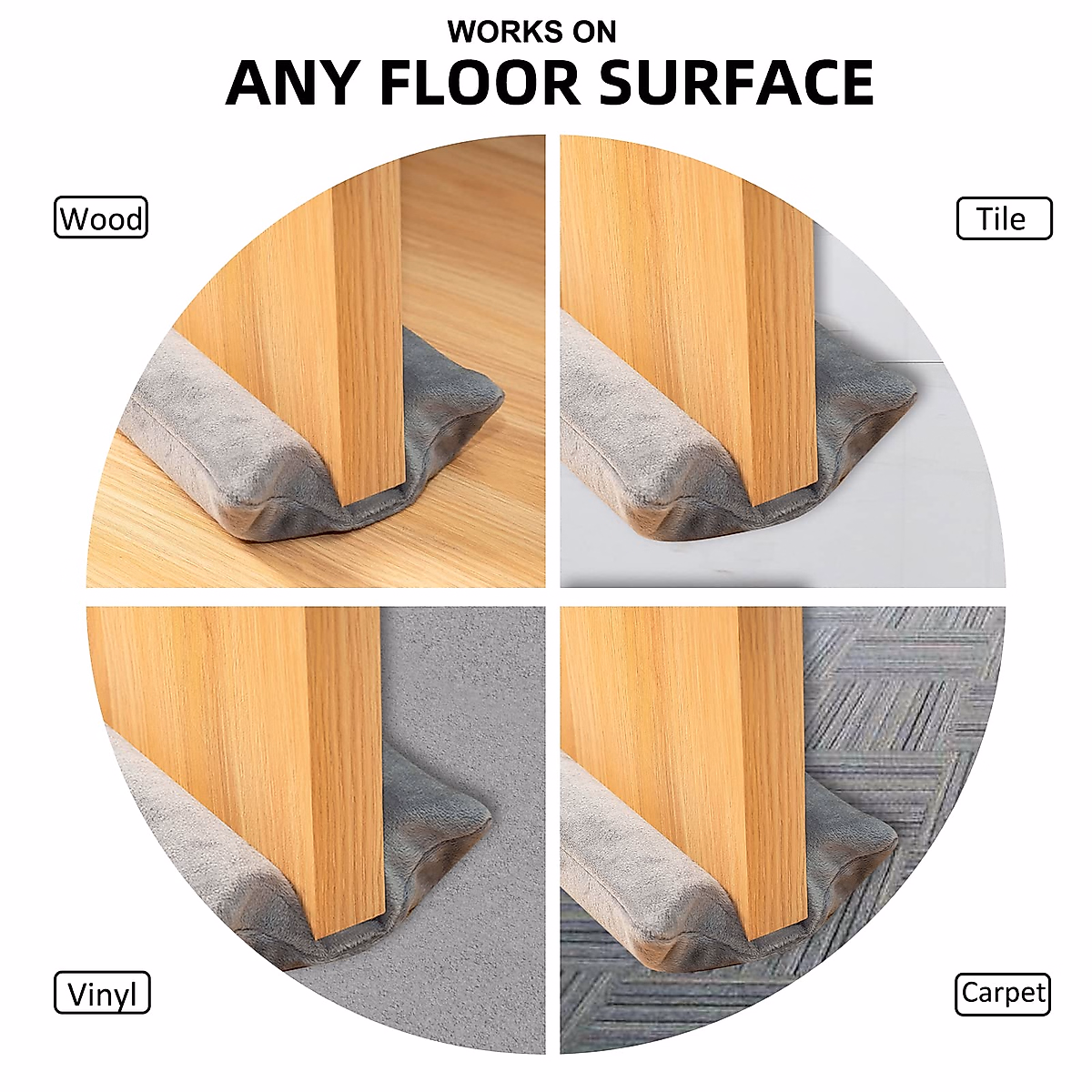 Marwood Under Door Draft Stopper 30-38" Adjustable Wind Stopper for Door & Window, Foam Door Sweep Air & Noise Blocker for Bottom of Doors Double Side Seal - Grey