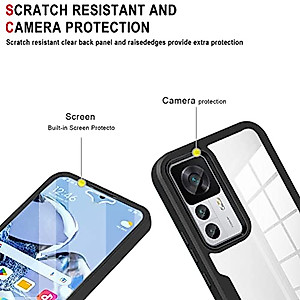 ZHOUDSAEIFD Case Compatible for Xiaomi Redmi Note 12 Pro 5G/Poco X5 Pro, 360° Full Body Protection Military-Grade Shockproof TPU Phone Cover with Screen Protector - Black