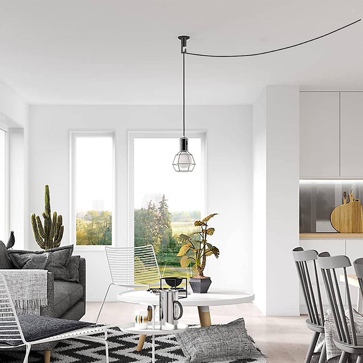 AKBFOX 6pcs Swag Hooks for Ceiling Hanging, Heavy Duty Hangers, Swag Lamp Hooks, Modern Swag Hooks for Chandelier, String light, Lanterns, Pendant Cable Lights Indoor Outdoor Use (Black)