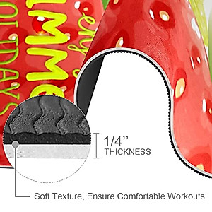 Yoga Mat, Yoga Mats for Home Workout, Workout Mat, Exercise Mats, Pilates Mat, Fruit Strawberry Red pattern