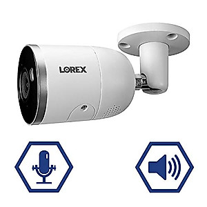 Lorex E892AB Indoor/Outdoor 4K Ultra HD Smart Deterrence IP Bullet Camera with Smart Motion Plus, 150ft NV, CNV, 2.8mm, IP67, Audio, White, 4PK