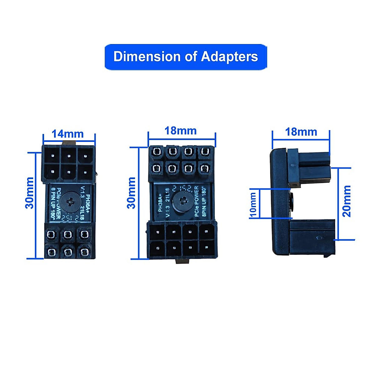 COMeap 8 Pin 6 Pin 180 Degree Adapter, GPU VGA PCIe 8 Pin 6 Pin U Turn 180 Degree Angle Connector Power Adapter Board for Desktop Graphics Card