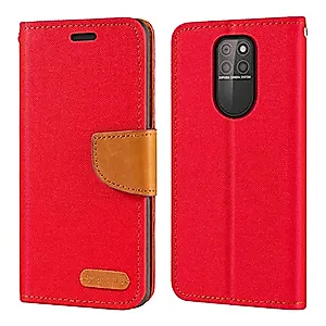 for Emporia Smart 5 Case, Oxford Leather Wallet Case with Soft TPU Back Cover Magnet Flip Case for Emporia Smart 5 (5.5”) Red