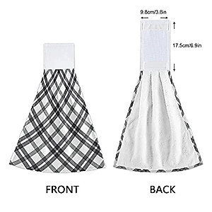 Giwawa Black and White Plaid Kitchen Hand Towel Set of 2, Absorbent Checked Dish Towels Soft Fast Drying Check Plaids Hanging Tie Towel Check Towel for Bathroom Farmhouse Home Decoration 12x17in