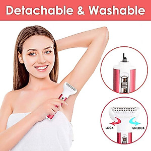 SIMOULI Electric Razor for Women,5 in 1 Womens Shaver Electric Bikini Trimmer Pubic Hair Removal Wet & Dry Painless Shaver for Legs Underarms Eyebrow Face Nose and Bikini Line Razor (Red)