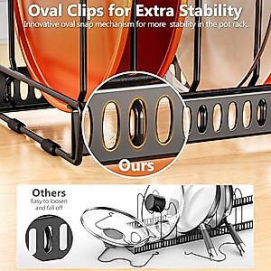 MonaSixy Pots and Pans Organizer Under Cabinet,Expandable Pan Organizers Inside Cabinet, 3 Methods 14 Adjustable Divider, 3-Pack Pot Lid Rack Holder Kitchen Storage for Cookware, Baking Sheet