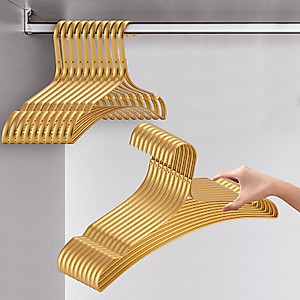 20-Pack Aluminum Hangers, 15-inch Gold Shirt Hangers, Lightweight and Sturdy Metal Standard Hangers, Suit Hangers, Dress Hangers, Wedding Dress Hangers.