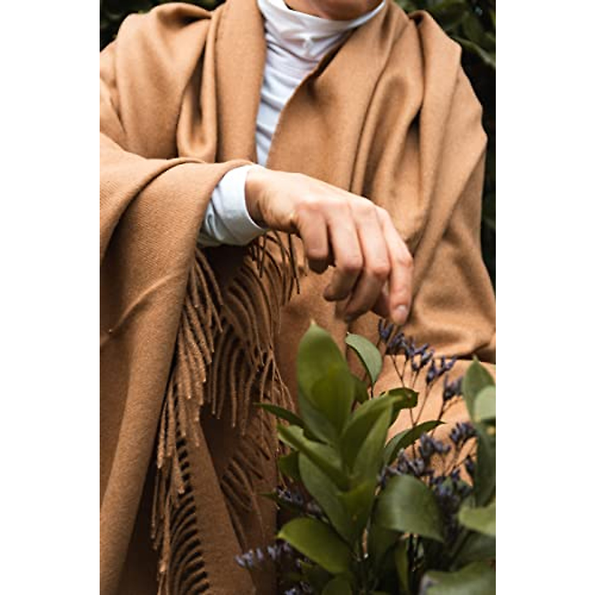 KHUSCO | 100% Baby Alpaca Wool Throw Blanket Joy | 71" L x 51" W | Warm Peruvian Cozy, Lightweight for Home and Travel | Camel